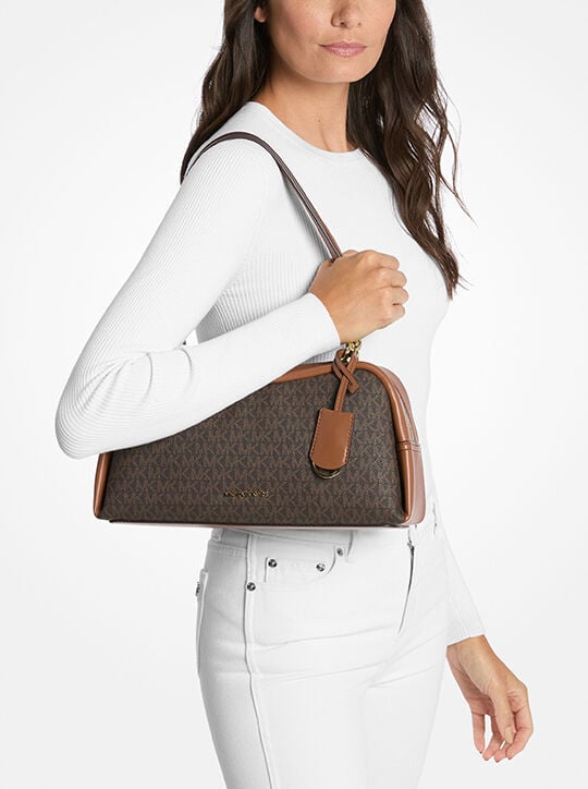 Cecily Medium Signature Logo Shoulder Bag, BROWN | Michael Kors UAE